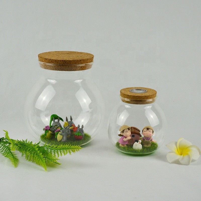 DIY borosilicate Spherical glass jar, decorative glass storage jar with ...