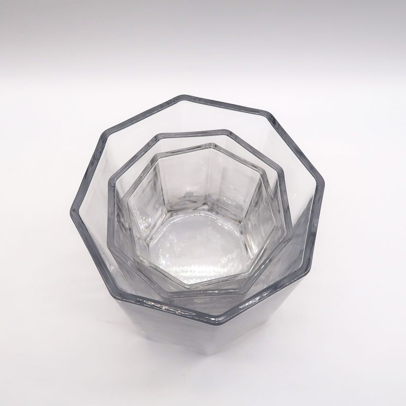 Octagonal Shape Glass Candle Holder Large Glass Jar For Candle Making ...