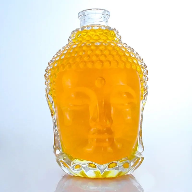 Customized buddha shaped 700ml 750ml clear vodka rum liquor glass ...