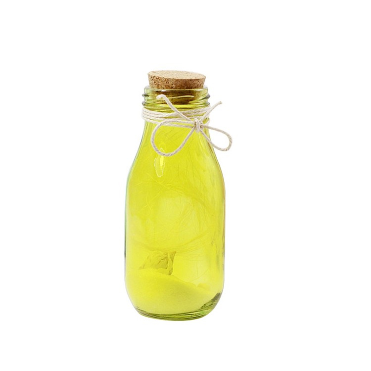 Wholesale Round Clear Glass Drinking Milk Bottles 200ml 300ml With Cork And Decorative Rope