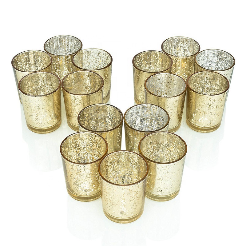 Gold Speckled Glass Votive Tealight Candle Holder High Quality Glass