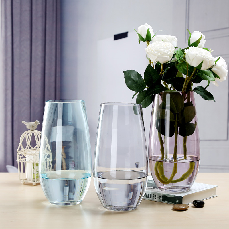 European Modern Minimalist Colored Decorative Glass Flower Vase Home ...