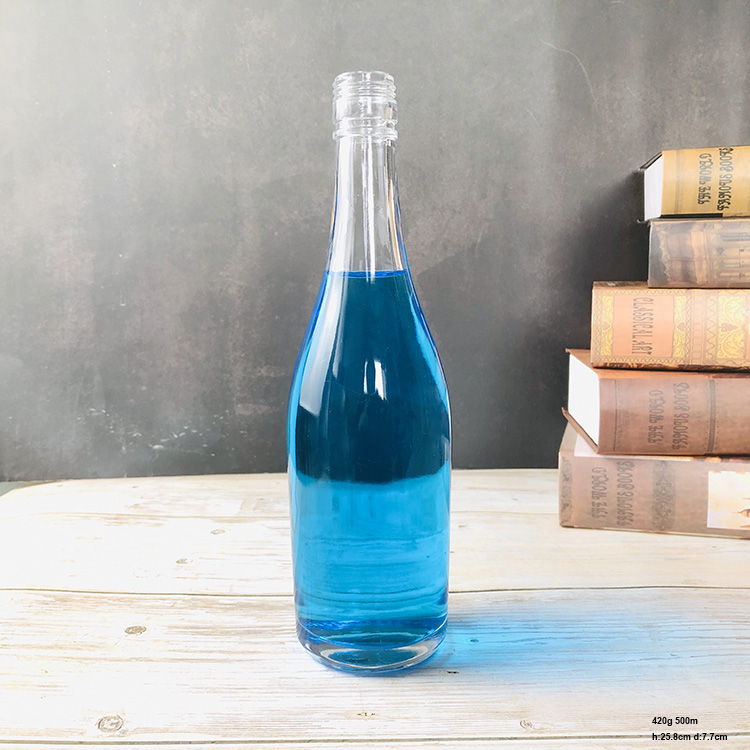 Super Flint Material Blue Glass Bottle For Vodka With Shrink Wrap, High ...