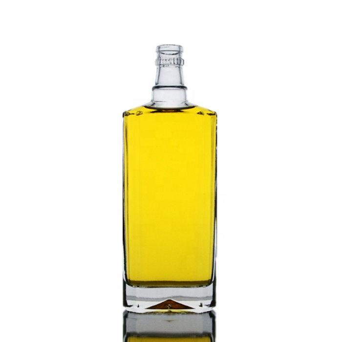 500ml empty clear embossed flat square glass liquor bottle for whisky ...