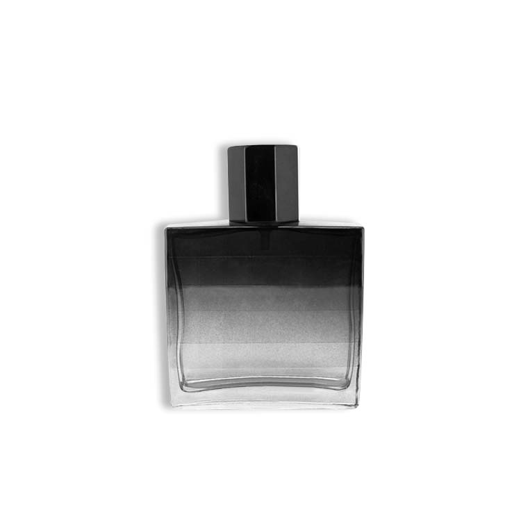 65ml black rectangular glass perfume bottle with black collar and cap ...