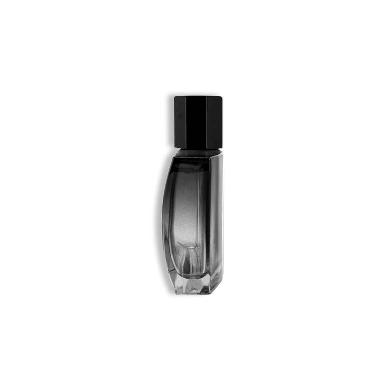 65ml black rectangular glass perfume bottle with black collar and cap ...