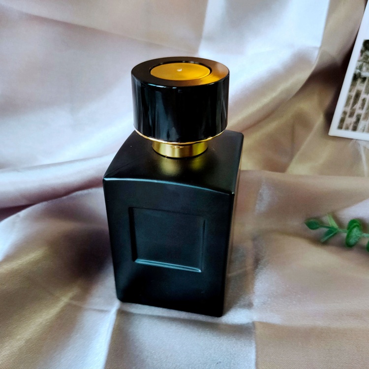 Rectangular Shape Brand Label Design 100ml Matte Black Cologne Bottles ...