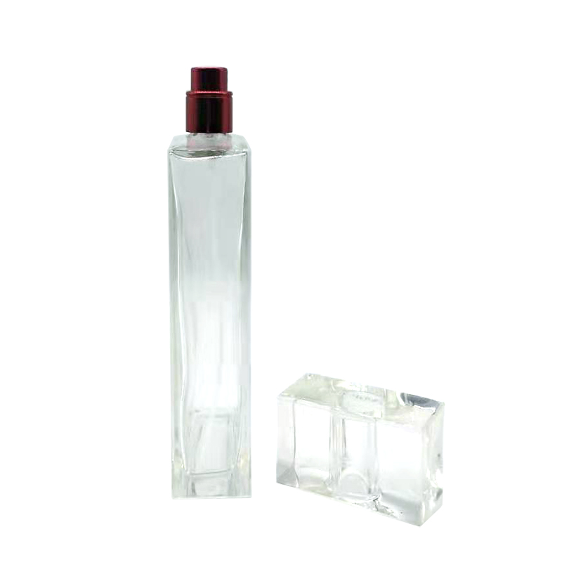 Rectangular perfume bottle essence water spray bottle red spray pump ...