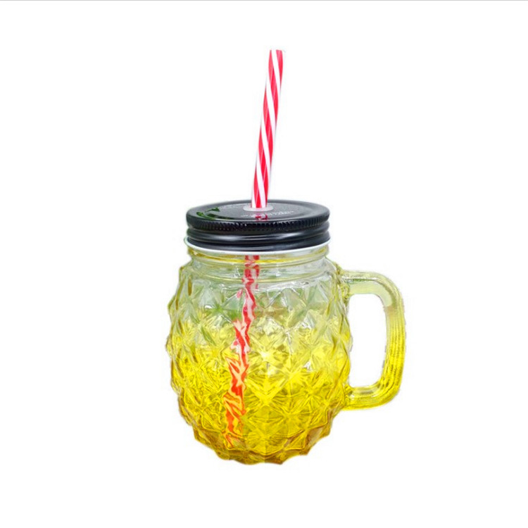 18oz 500ml Pineapple Shape Glass Storage Jar For Cold Juice Drinking ...