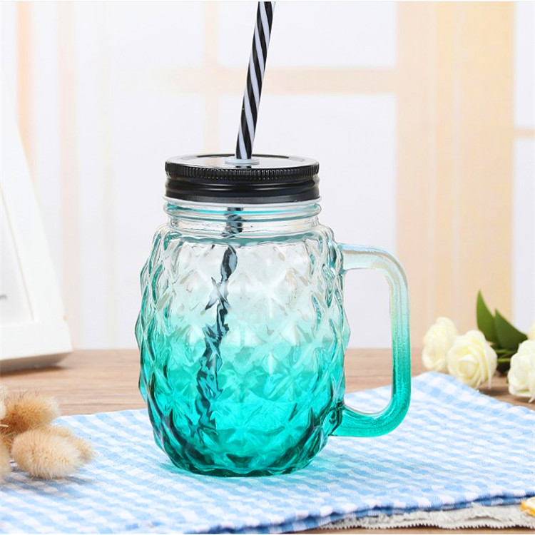 18oz 500ml Pineapple Shape Glass Storage Jar For Cold Juice Drinking ...