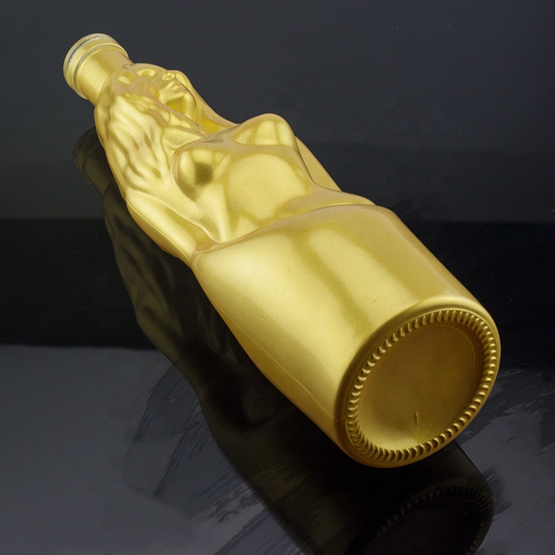 Matt Gold Color Customized Design Unique Shape Liquor Spirits Glass ...