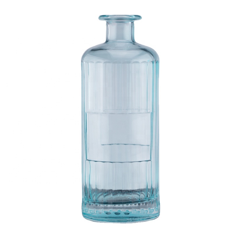 Blue Color Embossed Liquor Glass Bottle For Vodka Whiskey Tequila Rum ...