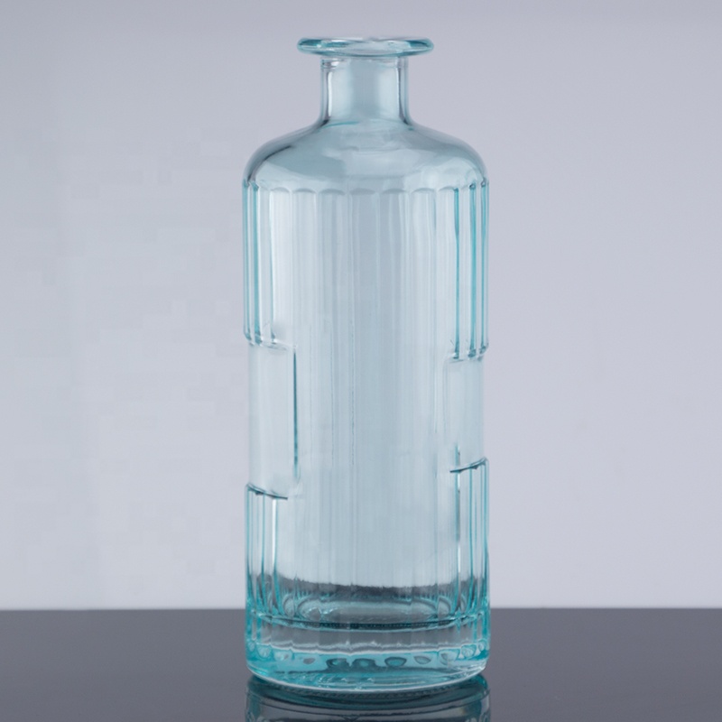 Blue Color Embossed Liquor Glass Bottle For Vodka Whiskey Tequila Rum ...