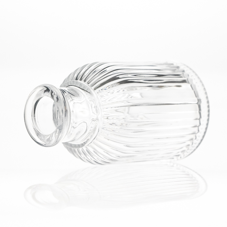 Custom Empty Aroma Bottle Embossed Round Crystal Glass Reed Diffuser ...