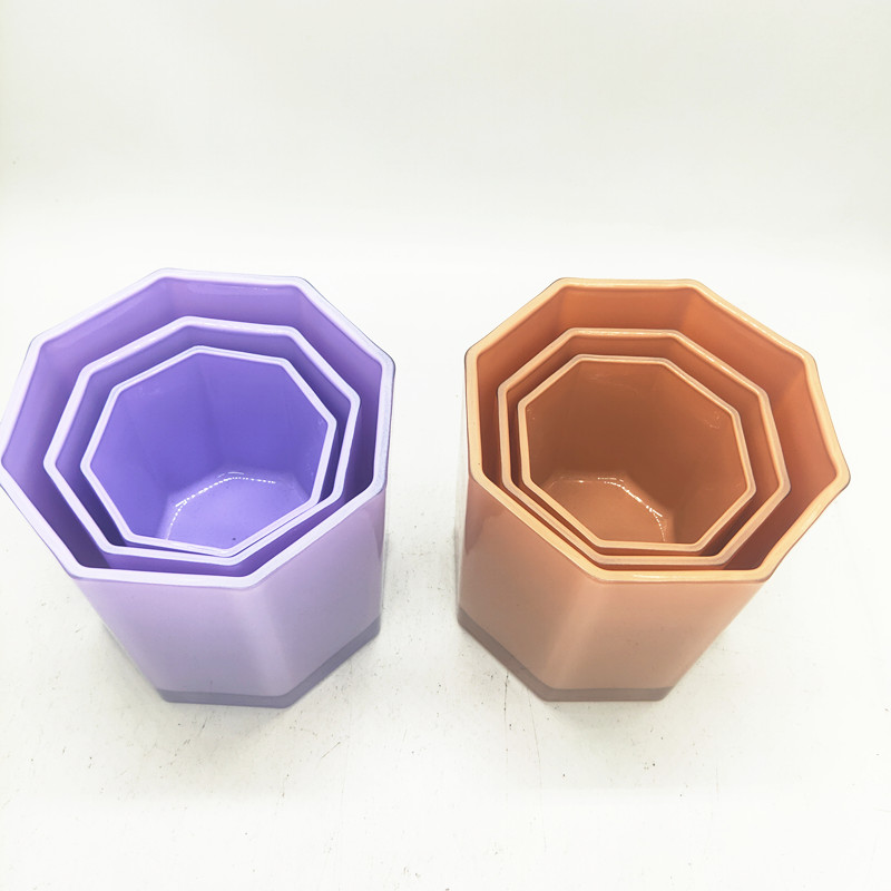 Custom color candlestick Octagon glass jar series,High Quality Glass ...