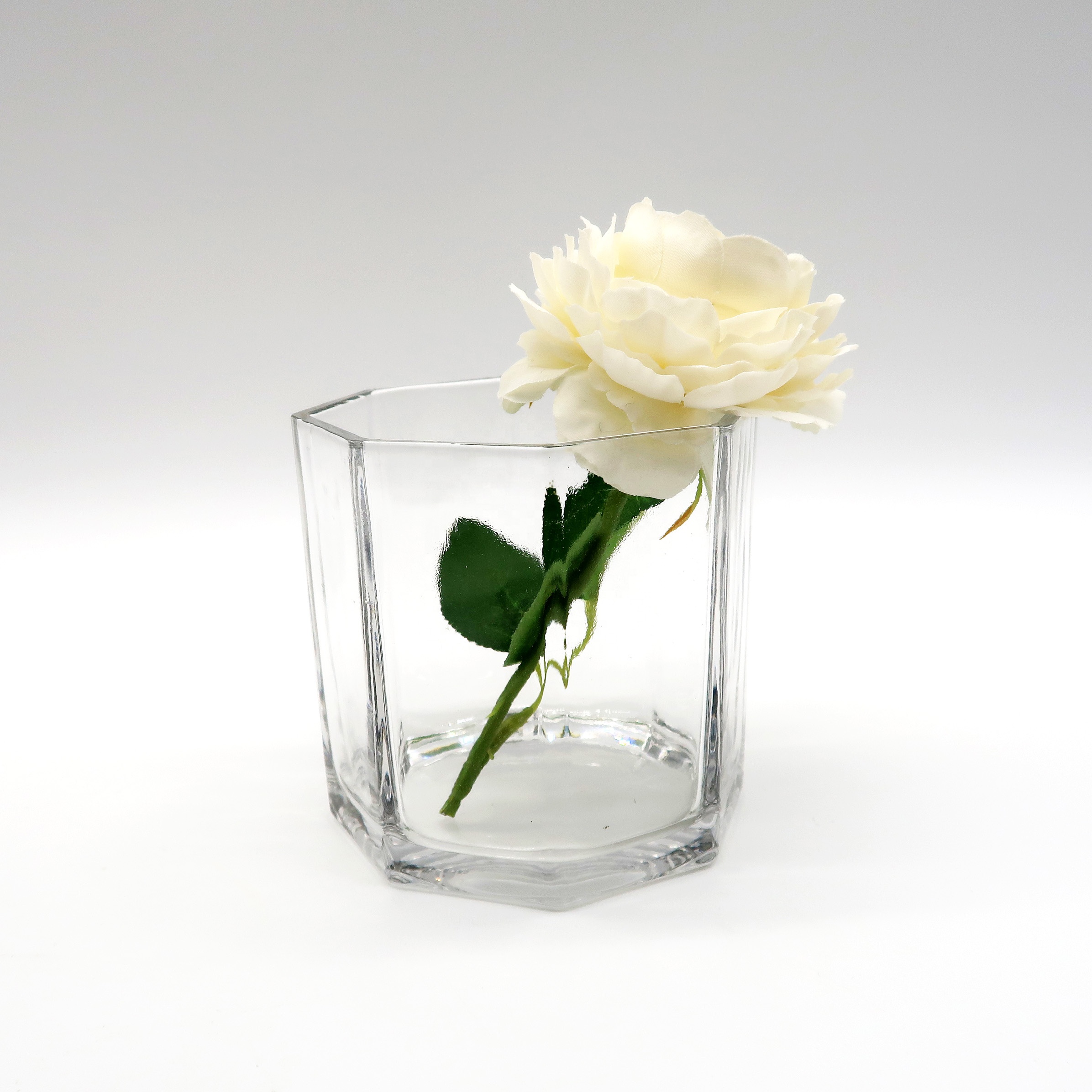 Octagonal Shape Glass Candle Holder Large Glass Jar For Candle Making ...