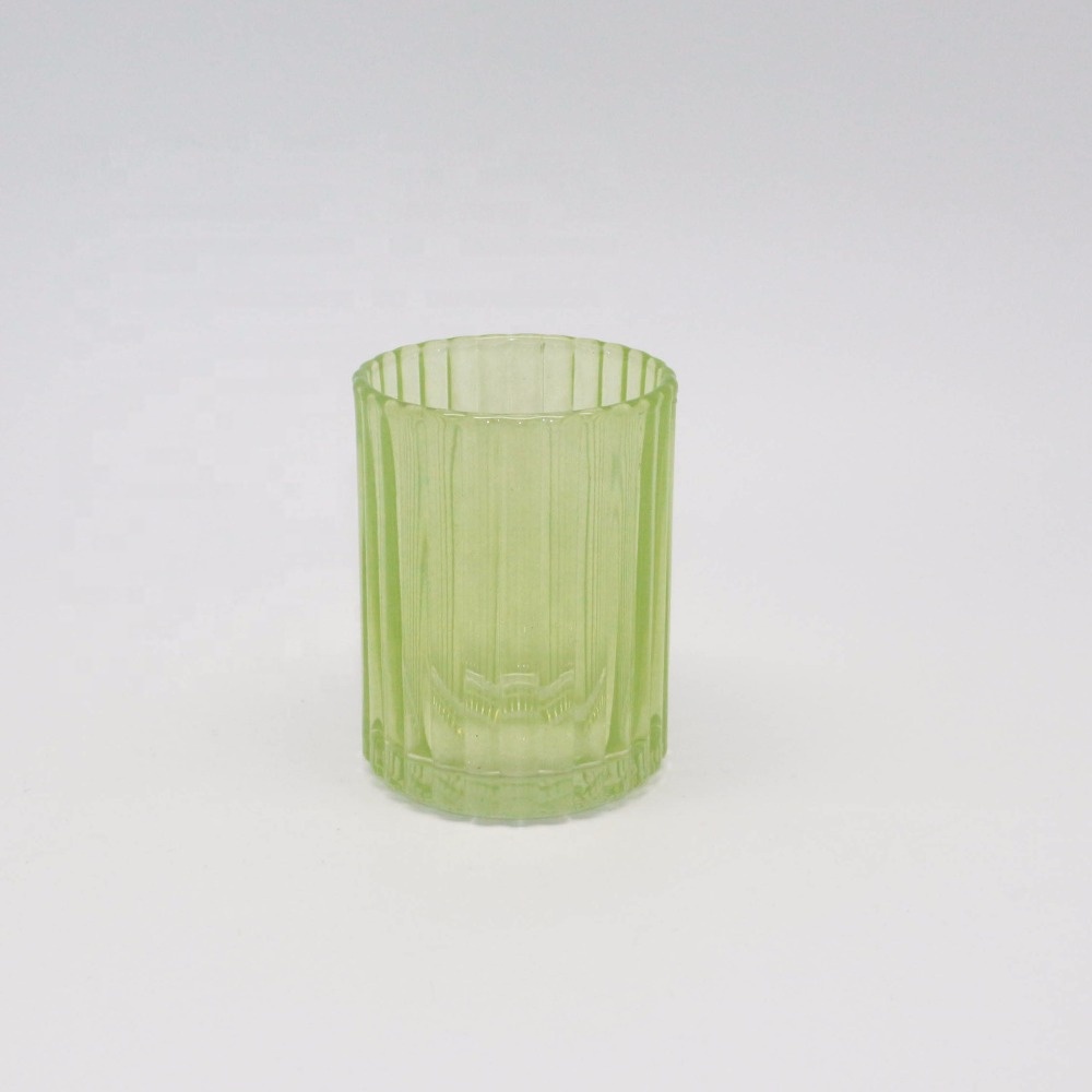 Green ribbed glass cndle jar for custom color,High Quality Glass Candle ...