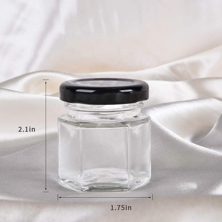 Mini Sample Jar 1.5OZ 2OZ Hexagonal Magnetic Glass Spice Jar Set with ...
