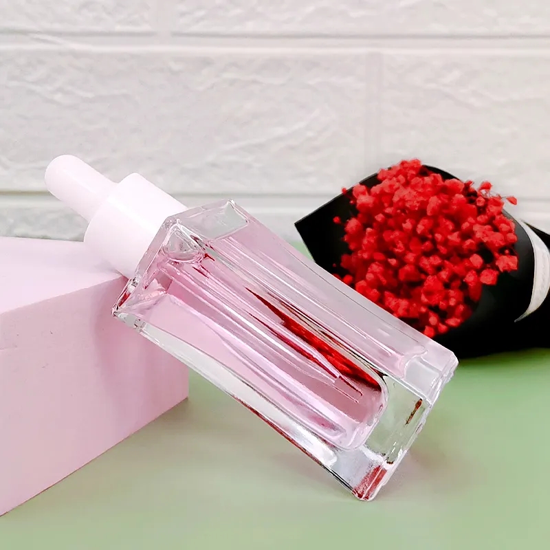 Custom Empty Luxury Clear Essential Oil Serum Glass Dropper Bottle 35ml with Dropper Pipette