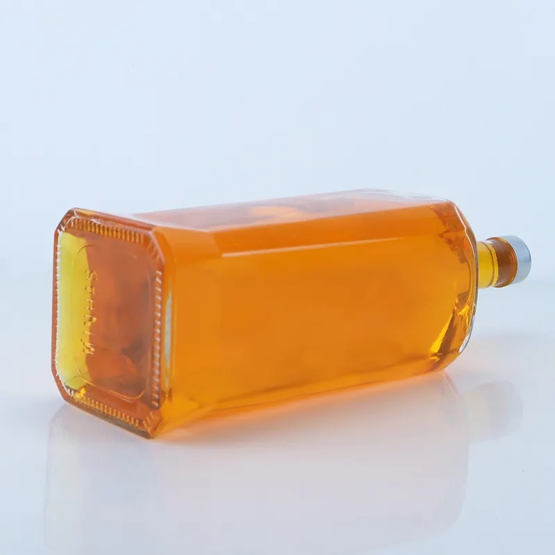 Food grade rectangular vodka tequila rum whiskey glass bottle with cork cap