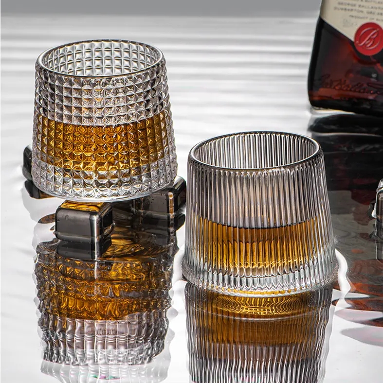 Rotatable Wine Glasses Old Fashioned Whisky Glasses Tumbler Rocks Bar ...