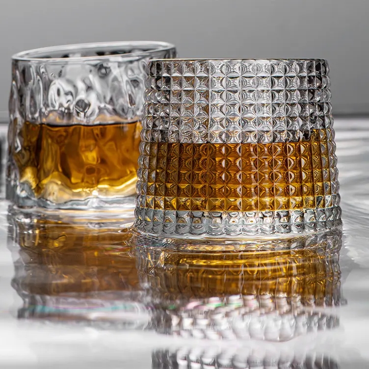Rotatable Wine Glasses Old Fashioned Whisky Glasses Tumbler Rocks Bar ...