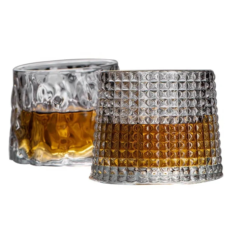 Rotatable Wine Glasses Old Fashioned Whisky Glasses Tumbler Rocks Bar ...
