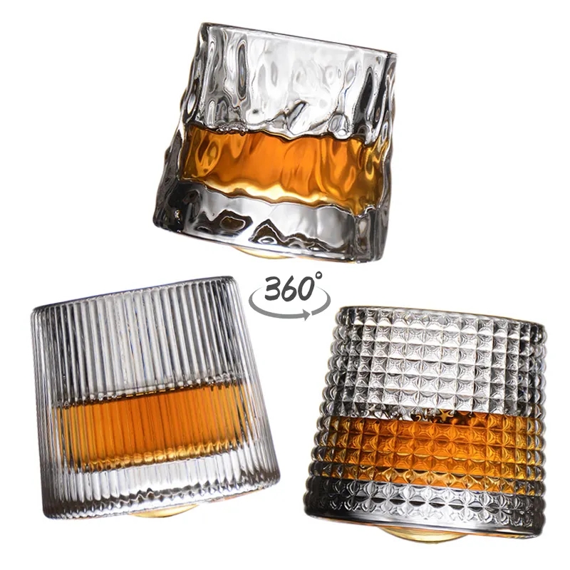 Rotatable Wine Glasses Old Fashioned Whisky Glasses Tumbler Rocks Bar ...