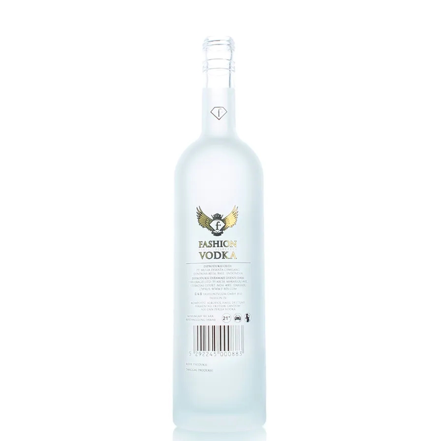 custom empty vodka bottle packaging wine frosted matte color glass bottle