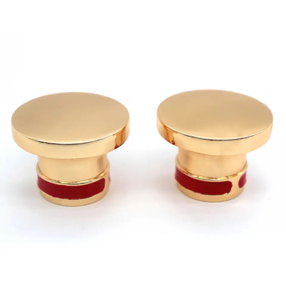 Customized round shape perfume metal caps gold color branded perfume ...
