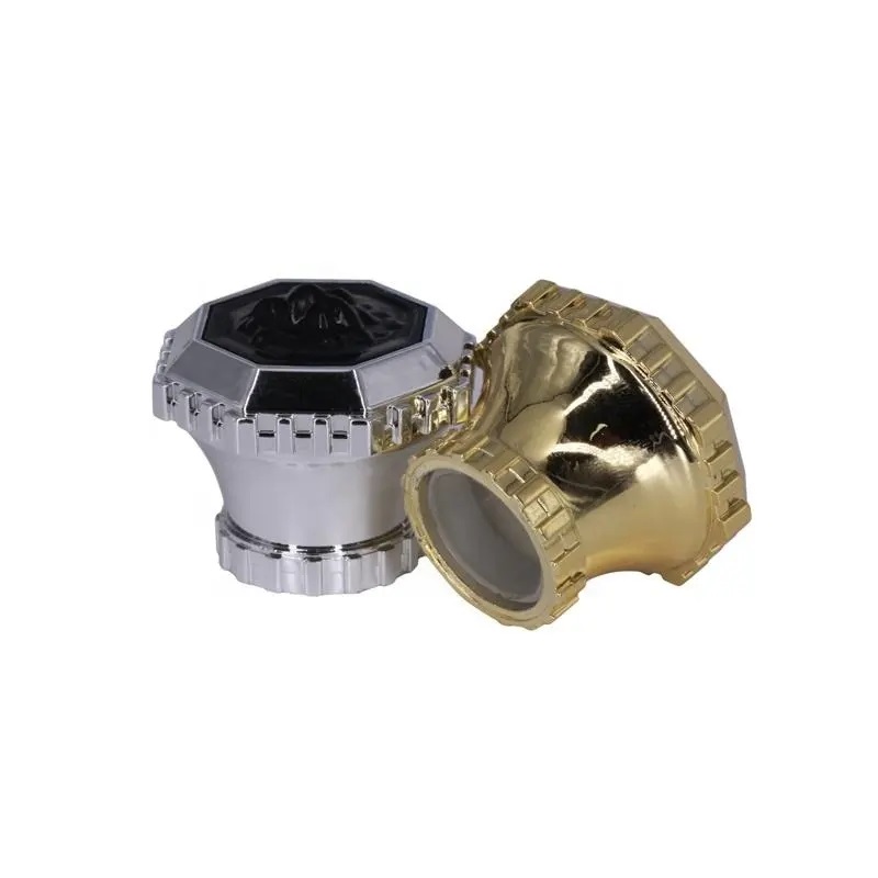 Custom Logo Designed Shiny Gold Emboss Parfum Cap Perfume Over Caps