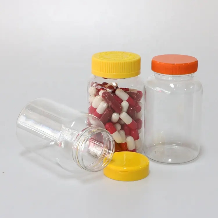 PET clear plastic capsule bottles seal vitamin container with screw lid ...