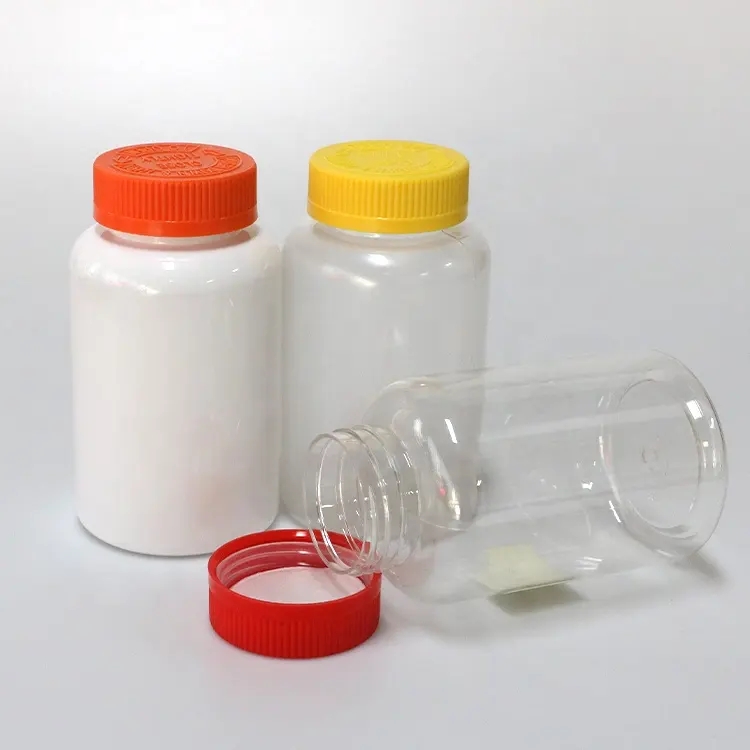 PET clear plastic capsule bottles seal vitamin container with screw lid ...