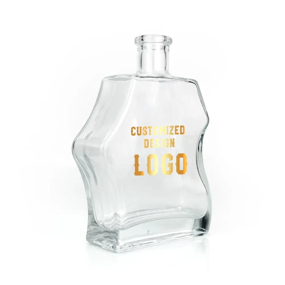 Transparent Glass Liquor Wine shaped liquor glass bottle Whisky Vodka ...