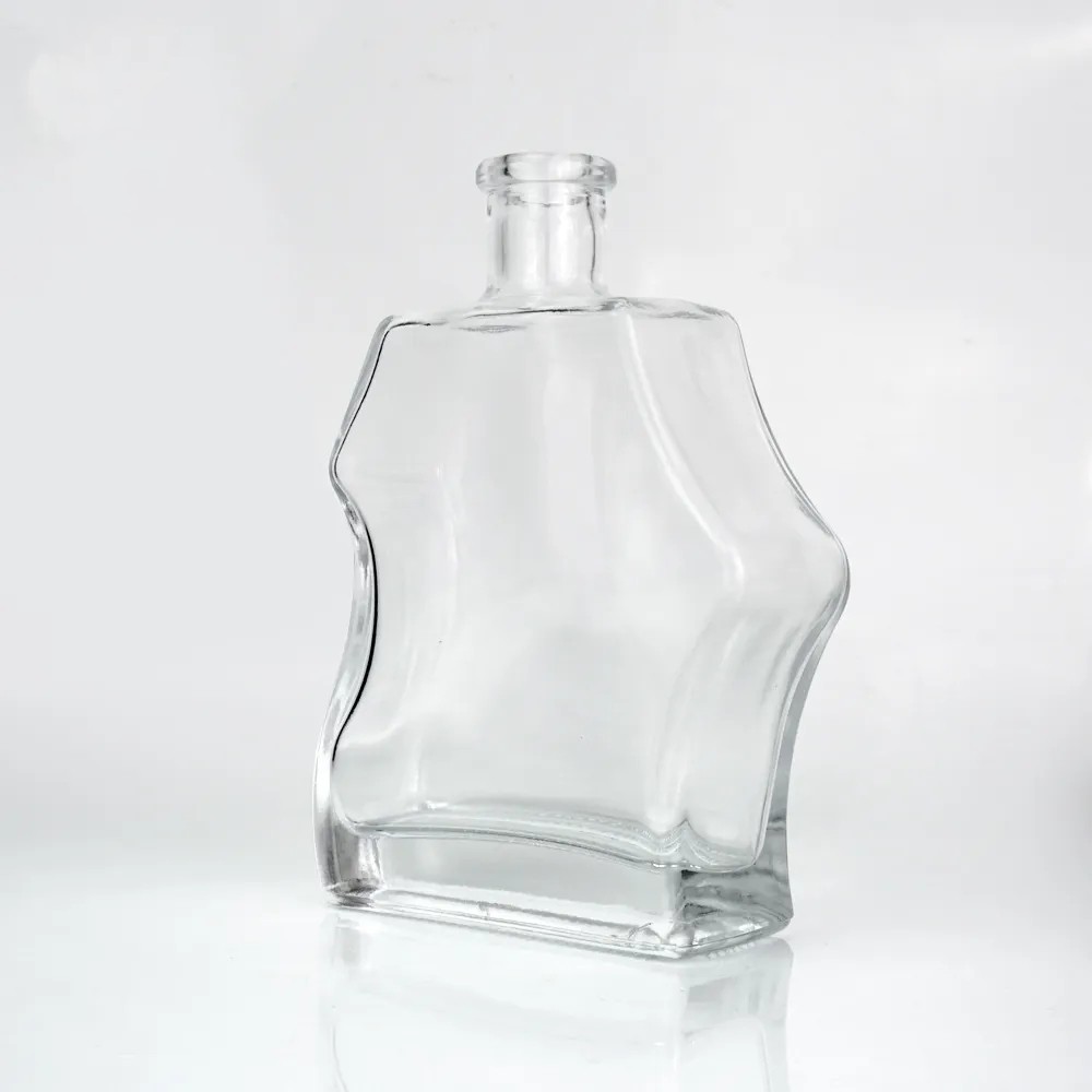 Transparent Glass Liquor Wine shaped liquor glass bottle Whisky Vodka ...