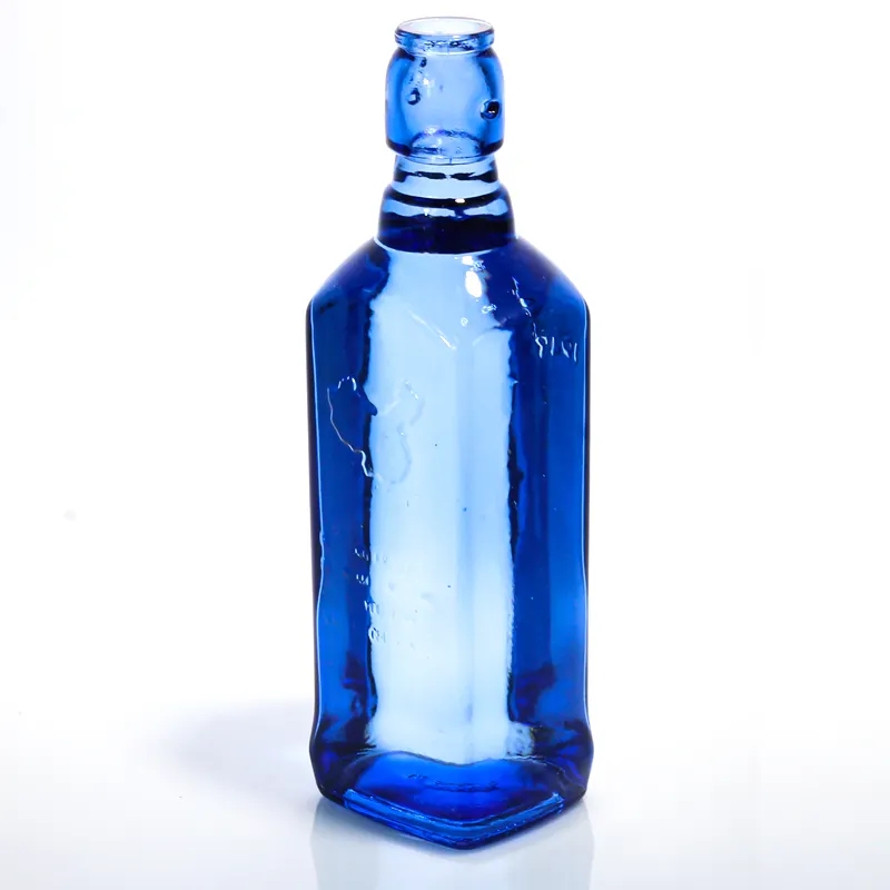 Custom Premium Blue color Glass Bottles With Swing Top Cap For Vodka ...