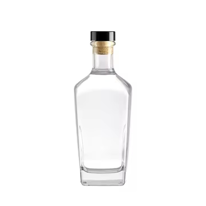 High transparent clear french square glass bottle 700ml 500ml 250ml