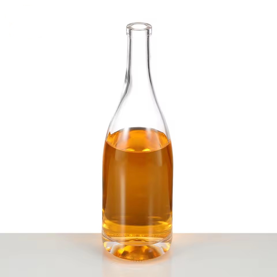 Custom 750ml Clear Long Neck Glass Wine Bottle 75cl 16oz Conical Shape ...