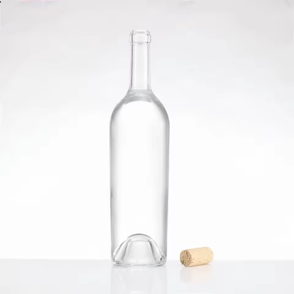 Luxury 200ml 500ml 750ml 1000ml Flint Glass Liquor Bottles with Cork ...