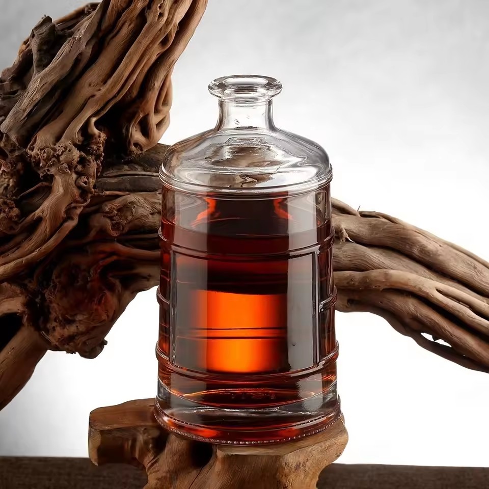 Customizable 700ml Conical Glass Rum Bottle with Rubber Stopper ...