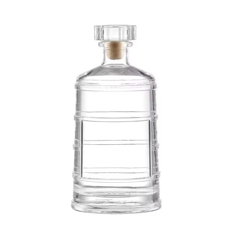 Customizable 700ml Conical Glass Rum Bottle with Rubber Stopper ...