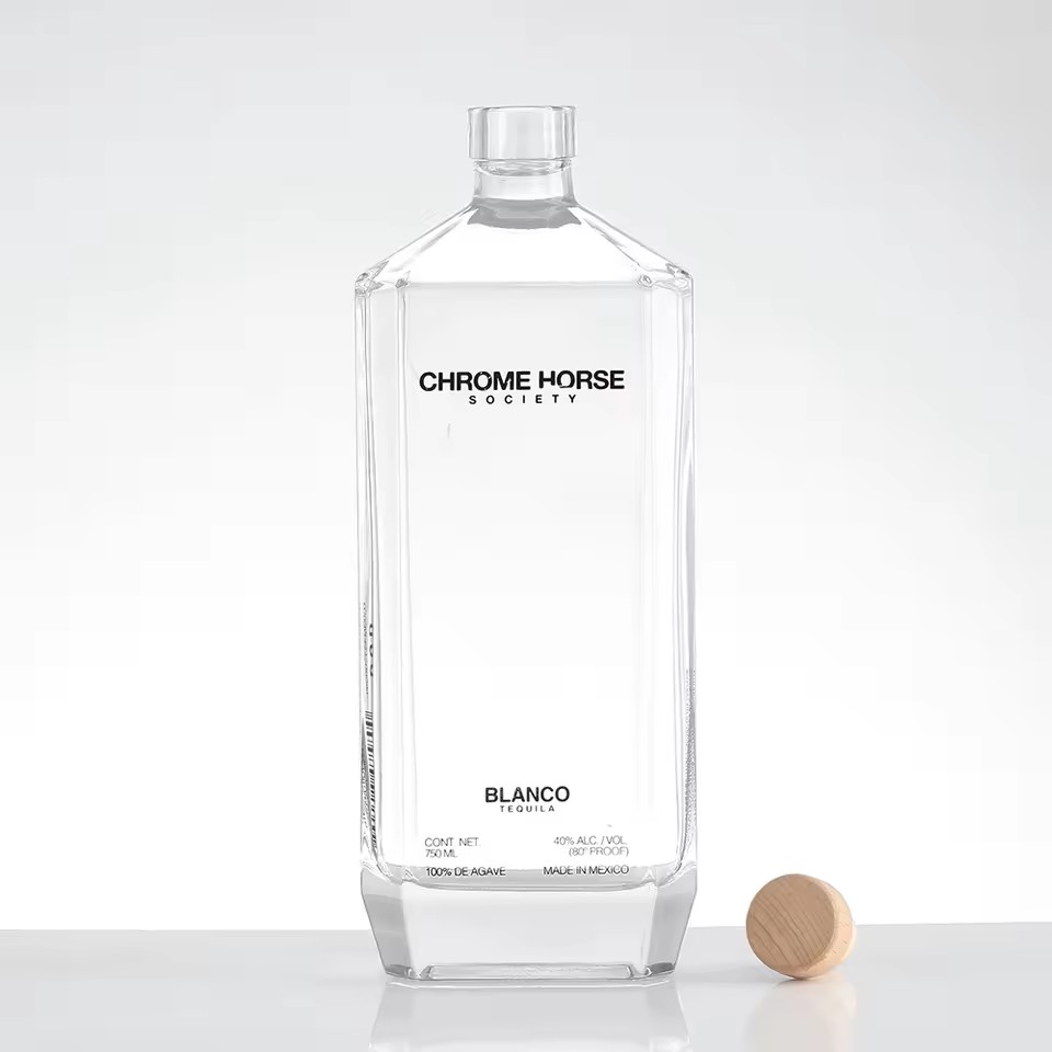 Flat Alcohol Bottle Vodka Tequila Rum Whisky Liquor Glass Bottle Custom ...