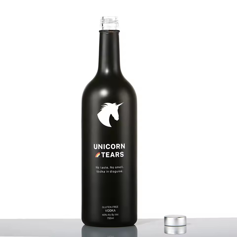 Customized logo 500ml 750ml Empty Spraying Matte Black Vodka Tequila ...